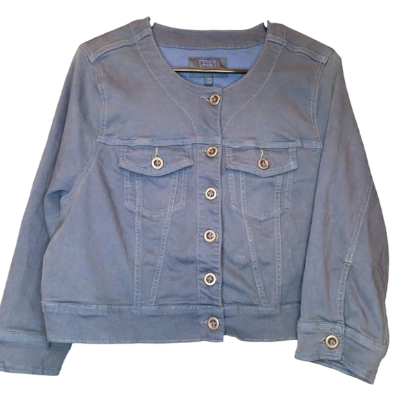 torrid | Jackets & Coats | Torrid Cropped Collarless Denim Jacket Size ...